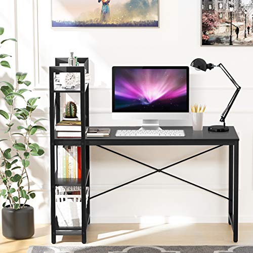 HAPPYGRILL Computer Desk with 4-Tier Bookshelves Writing Study Table Workstation with Tower Storage Shelves for Home Office