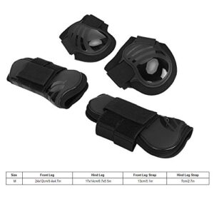 4Pcs Horse Leg Protector Elastic PU Horse Front Hind Leg Boots Horse Riding Tendon Fetlock Boots Shock Absorbing Show Competition Leg Protection(M-Black)