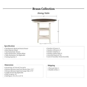 Lexicon Braun Counter Height Dining Table, Antique White