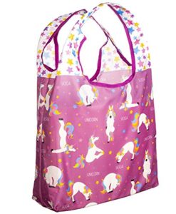 o-witz reusable shopping bag, ripstop, folds into pouch, unicorn