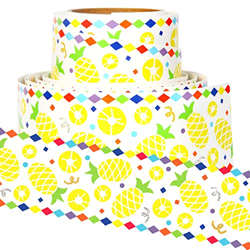 Youngever 52.5 ft Bulletin Board Borders for Classroom Decoration, Pineapple Summer Theme Straight Border Trim