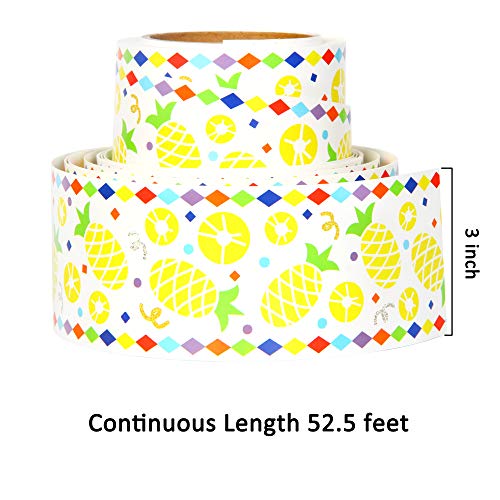 Youngever 52.5 ft Bulletin Board Borders for Classroom Decoration, Pineapple Summer Theme Straight Border Trim