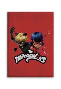 miraculous ladybug soft polyester fleece with ladybug and cat noir 100cm x 140cm (39" x 55")