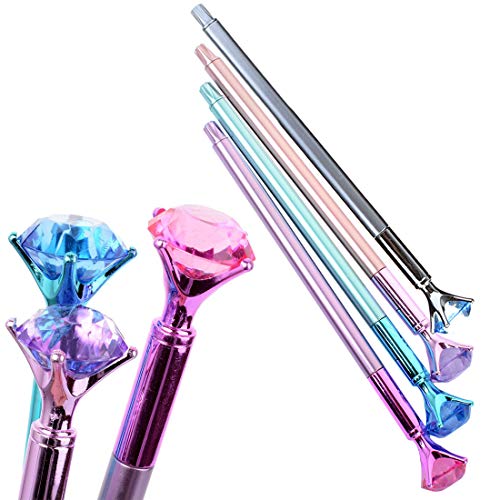 8pcs Diamond Pens Kawaii Big Crystal Diamond Ballpoint Pen Bling Metallic Ballpoint Pen Gel Ink Pen Student Pens Rollerball Pens For Student Gift Stationery School Office Supplies (Black Ink)