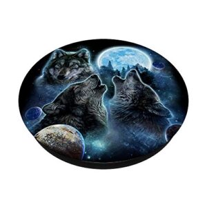 Three Wolf Howling and Moon PopSockets PopGrip: Swappable Grip for Phones & Tablets