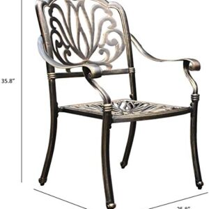 USSerenaY 2 Piece Cast Aluminum Bistro Chair Set Outdoor Bistro Patio Furniture Sets (2 Chairs Set-Flower)