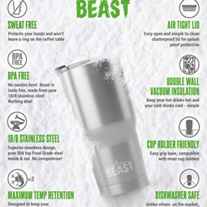 Beast 40 oz Tumbler Stainless Steel Vacuum Insulated Coffee Ice Cup Double Wall Travel Flask (Matte Black)