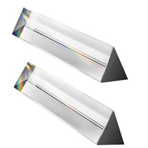 young4us 2 pack 6-inch crystal optical glass triangular prism for photography, kids, science, teaching light spectrum, physics and taking photos pictures (set of 2, 150mm)