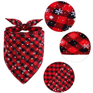 URATOT 3 Pieces Christmas Pet Bandanas Triangle Dog Bibs Kerchief Buffalo Plaid Snowflake Bandanas for Dogs Cats Pets