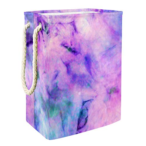 Inhomer Laundry Hamper Tie Dye Purple Printing Collapsible Laundry Baskets Firm Washing Bin Clothes Storage Organization for Bathroom Bedroom Dorm