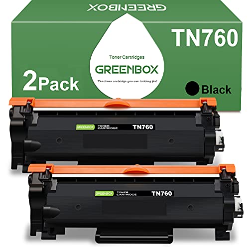 GREENBOX Compatible Toner Cartridge Replacement for Brother TN760 TN-760 TN730 TN-730 for HL-L2350DW DCP-L2550DW HL-L2395DW HL-L2390DW HL-L2370DW Printer (2 Black)