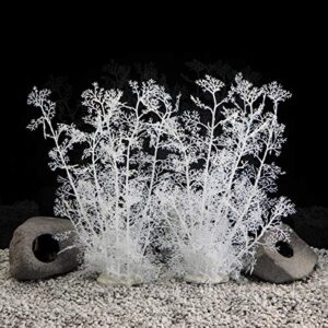 jih aquarium plastic plants 2 pcs 15 inch (cu89t-white2pcs)