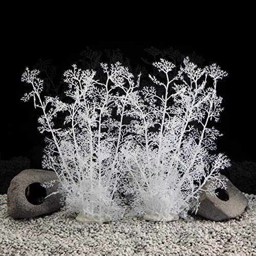 JIH Aquarium Plastic Plants 2 Pcs 15 inch (CU89T-White2pcs)