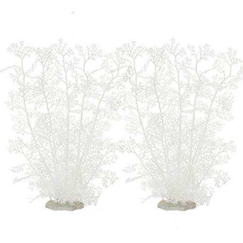 JIH Aquarium Plastic Plants 2 Pcs 15 inch (CU89T-White2pcs)