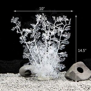 JIH Aquarium Plastic Plants 2 Pcs 15 inch (CU89T-White2pcs)