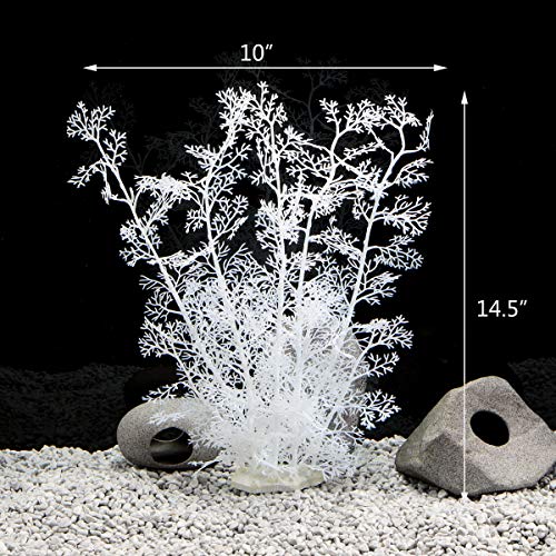 JIH Aquarium Plastic Plants 2 Pcs 15 inch (CU89T-White2pcs)