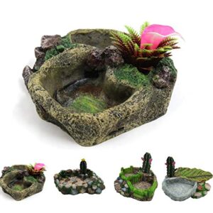 resin reptile platform artificial tree trunk reptile food dish food water bowl lizard crawling platform for lizard turtle gecko water frog snake amphibian other reptile