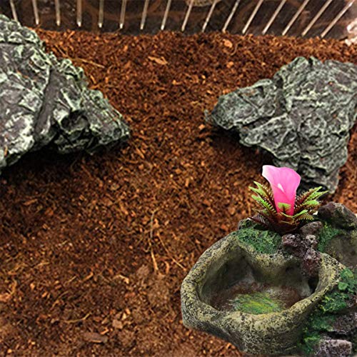 Resin Reptile Platform Artificial Tree Trunk Reptile Food Dish Food Water Bowl Lizard Crawling Platform for Lizard Turtle Gecko Water Frog Snake Amphibian Other Reptile