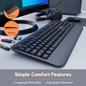 X9 Performance Ergonomic Wireless Keyboard with Wrist Rest - Comfort Meets Productivity - USB Computer Keyboard Wireless with 104 Quiet Keys and 2 Tone Finish - PC Desktop and External Laptop Keyboard