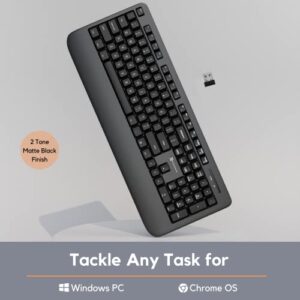 X9 Performance Ergonomic Wireless Keyboard with Wrist Rest - Comfort Meets Productivity - USB Computer Keyboard Wireless with 104 Quiet Keys and 2 Tone Finish - PC Desktop and External Laptop Keyboard