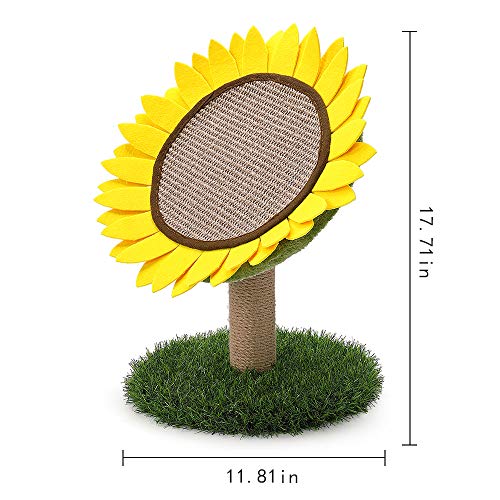 Cat Scratching Post, Sunflower Claw Scratching Post for Kitty, Natural Sisal Scratcher Board, Cute Furniture Interactive Activity Pad Toys for Kitten & Cat, 18x12 Inch