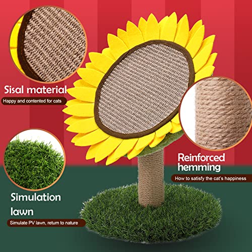 Cat Scratching Post, Sunflower Claw Scratching Post for Kitty, Natural Sisal Scratcher Board, Cute Furniture Interactive Activity Pad Toys for Kitten & Cat, 18x12 Inch