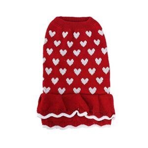 dofyou small dog sweater dress pet sweaters knitwear girl red winter warm dog princess dress (l)