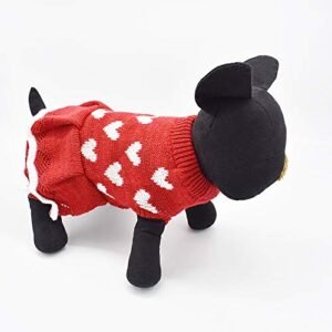 Dofyou Small Dog Sweater Dress pet Sweaters Knitwear Girl Red Winter Warm Dog Princess Dress (L)