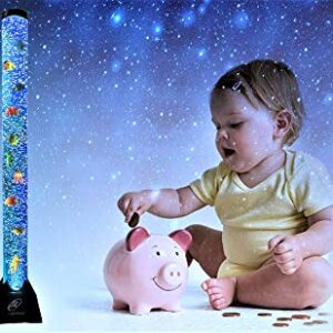 Lightahead Extra Large 4 FT LED Fantasy Bubble Fish Tube Fake Aquarium with Remote Control,10 Fish & 20 Color Light Effects. The Ultimate Sensory Lamp.