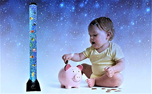 Lightahead Extra Large 4 FT LED Fantasy Bubble Fish Tube Fake Aquarium with Remote Control,10 Fish & 20 Color Light Effects. The Ultimate Sensory Lamp.