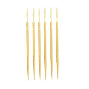 200pcs Double-Head Toothpicks Soft Plastic Oral Care Interdental Floss Cleaners toothpicks,Braces Brush (Light Yellow)