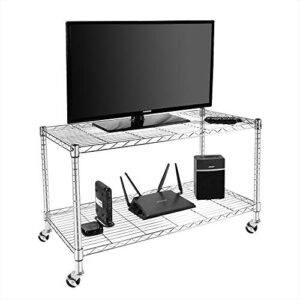 apollo hardware chrome 2-shelf wire shelving, metal wire media cart 18"x36"x22" (chrome)