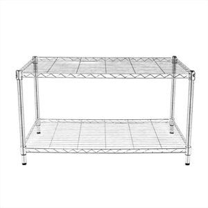 Apollo Hardware Chrome 2-Shelf Wire Shelving, Metal Wire Media Cart 18"x36"x22" (Chrome)