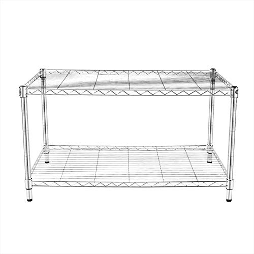 Apollo Hardware Chrome 2-Shelf Wire Shelving, Metal Wire Media Cart 18"x36"x22" (Chrome)