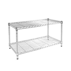 Apollo Hardware Chrome 2-Shelf Wire Shelving, Metal Wire Media Cart 18"x36"x22" (Chrome)