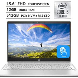 HP Pavilion Laptop, 15.6" Full HD IPS Micro-Edge Touchscreen, 10th Gen Intel Core i5-1035G1 Processor, 12GB RAM, 512GB PCIe NVMe SSD, HDMI, Wireless-AC, Bluetooth, Windows 10 Home