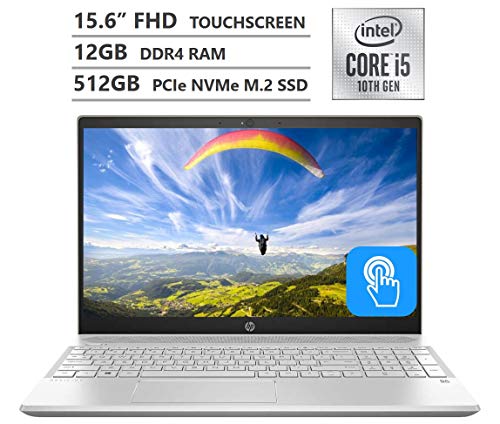 HP Pavilion Laptop, 15.6" Full HD IPS Micro-Edge Touchscreen, 10th Gen Intel Core i5-1035G1 Processor, 12GB RAM, 512GB PCIe NVMe SSD, HDMI, Wireless-AC, Bluetooth, Windows 10 Home