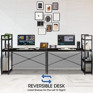 Halter Computer Desk with Shelves, 47 Inch Writing Table for Home Office, Study Desk with Storage for Work, Writing, and Homework, Modern, Easy Assembly, Black