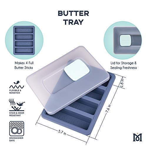 Magical Butter Silicone Non-Stick Butter Tray -Effortless Butter Making with Precise 8 Tbsp Sticks Food-Grade, Non-Stick Rectangle Container for Brownies, Homemade Butter, Herbed, Garlic Butter