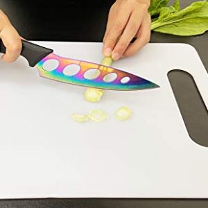 Lightahead 7pcs Premium Rainbow Colored Knife Set, 6 Stainless Steel Kitchen Knives with Chopping Board