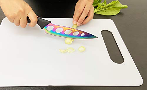 Lightahead 7pcs Premium Rainbow Colored Knife Set, 6 Stainless Steel Kitchen Knives with Chopping Board