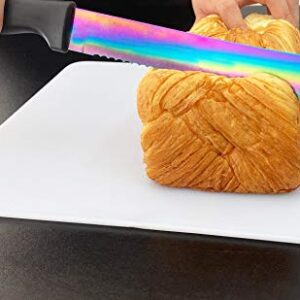 Lightahead 7pcs Premium Rainbow Colored Knife Set, 6 Stainless Steel Kitchen Knives with Chopping Board