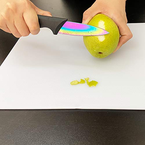 Lightahead 7pcs Premium Rainbow Colored Knife Set, 6 Stainless Steel Kitchen Knives with Chopping Board