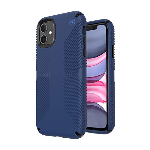 Speck iPhone 11 Case - Drop Protection, Shock-Absorbent - Heavy Duty Slim Design with Added Grip & Soft Touch Coating - Coastal Blue, Black, Storm Blue Presido2