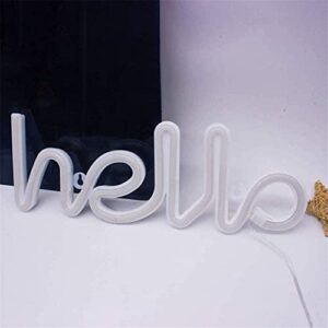 QiaoFei LED Hello Neon Word Sign Neon Letters Light Art Decorative Lights, Marquee Signs/Wall Decor for Christmas, Birthday Party, Kids Room, Living Room,Wedding Party Supplies(Blue Hello)