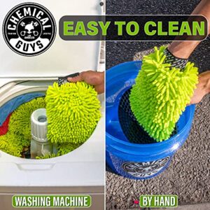 Chemical Guys MIC493 Chenille Premium Scratch-Free Microfiber Wash Mitt, Lime Green, 9.6" x 2.3" x 7"