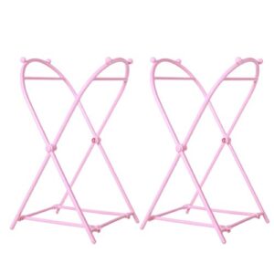 hemoton 2pcs trash bag holder rack foldable garbage bag bracket stand rubbish bag support rack dishcloth organizer rack for bathroom kitchen (pink)