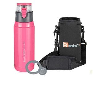 Blushers 650ml (22oz) Double Wall Vacuum Insulated 304 Stainless Steel To Go Travel Mug, One Touch Lock Lid Thermos Water Bottle (Pink - 3 Piece Set)