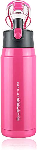 Blushers 650ml (22oz) Double Wall Vacuum Insulated 304 Stainless Steel To Go Travel Mug, One Touch Lock Lid Thermos Water Bottle (Pink - 3 Piece Set)