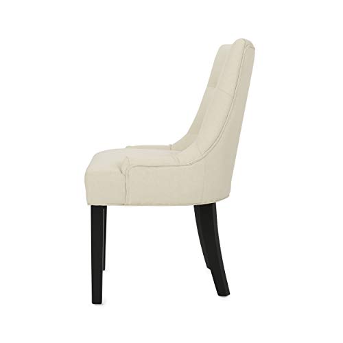 Christopher Knight Home Gwendolyn Contemporary Tufted Fabric Dining Chairs (Set of 4), Beige, Espresso